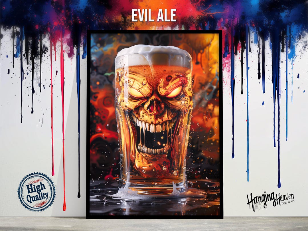 Printable Poster evil Ale, Skull Beer, Evil Brew, Horror Art, Edgy ...