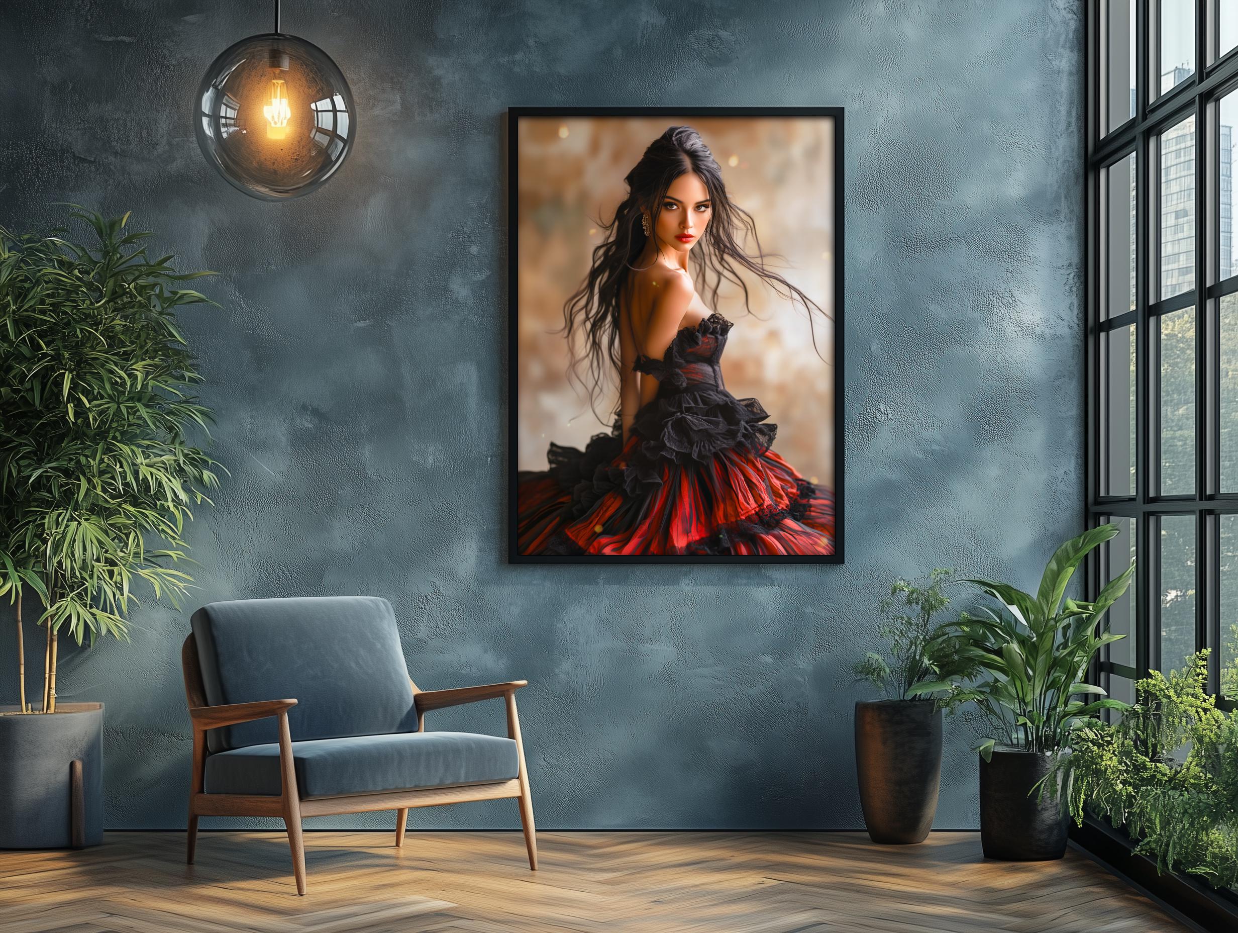 Printable "passion in Red" Poster, Elegant Woman, Romantic Art ...