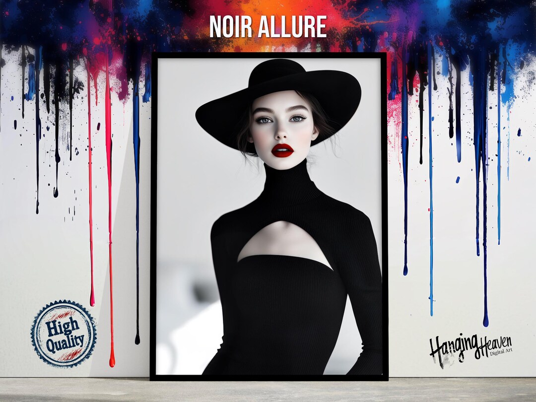 Printable Poster "noir Allure", Noir Art, Elegant Portrait, Classic ...