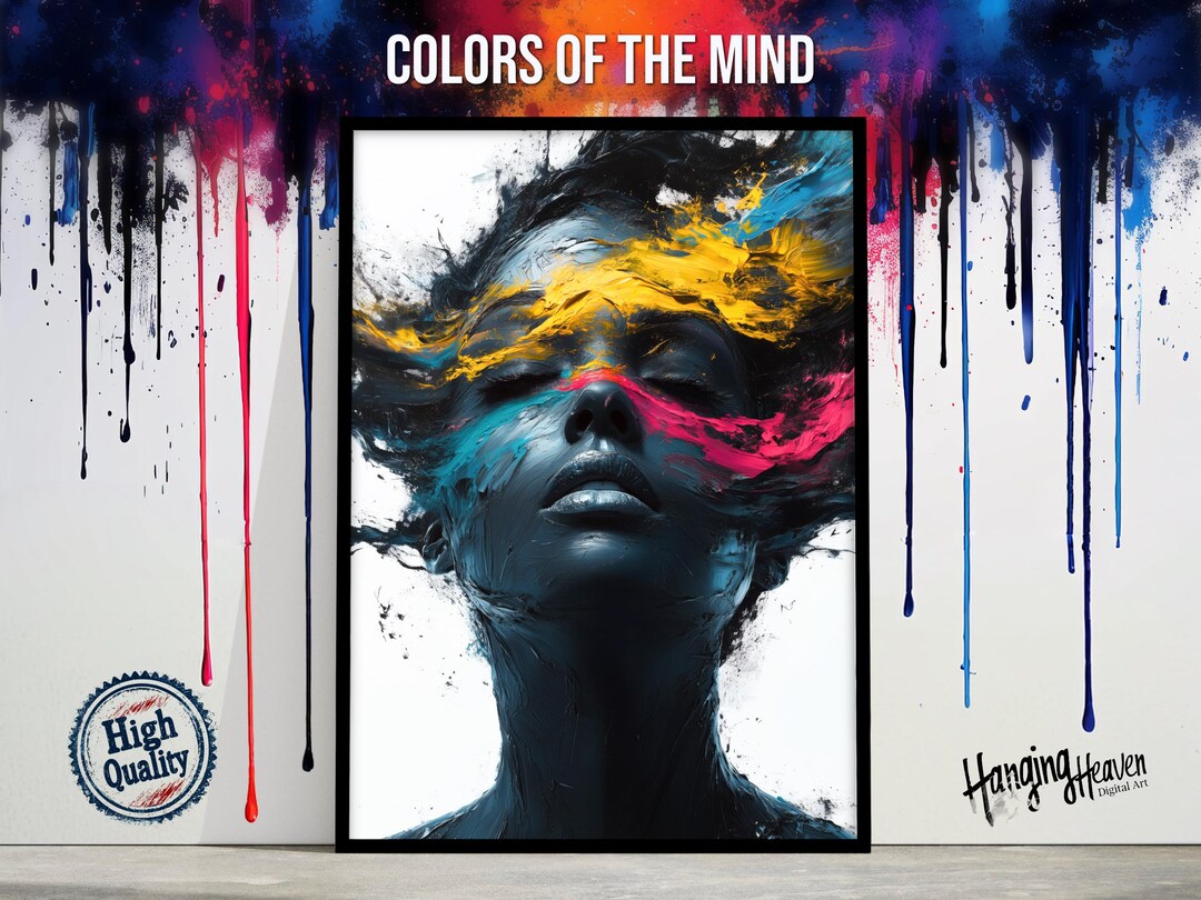 Printable colors of the Mind Poster, Abstract Portrait, Vibrant Colors ...