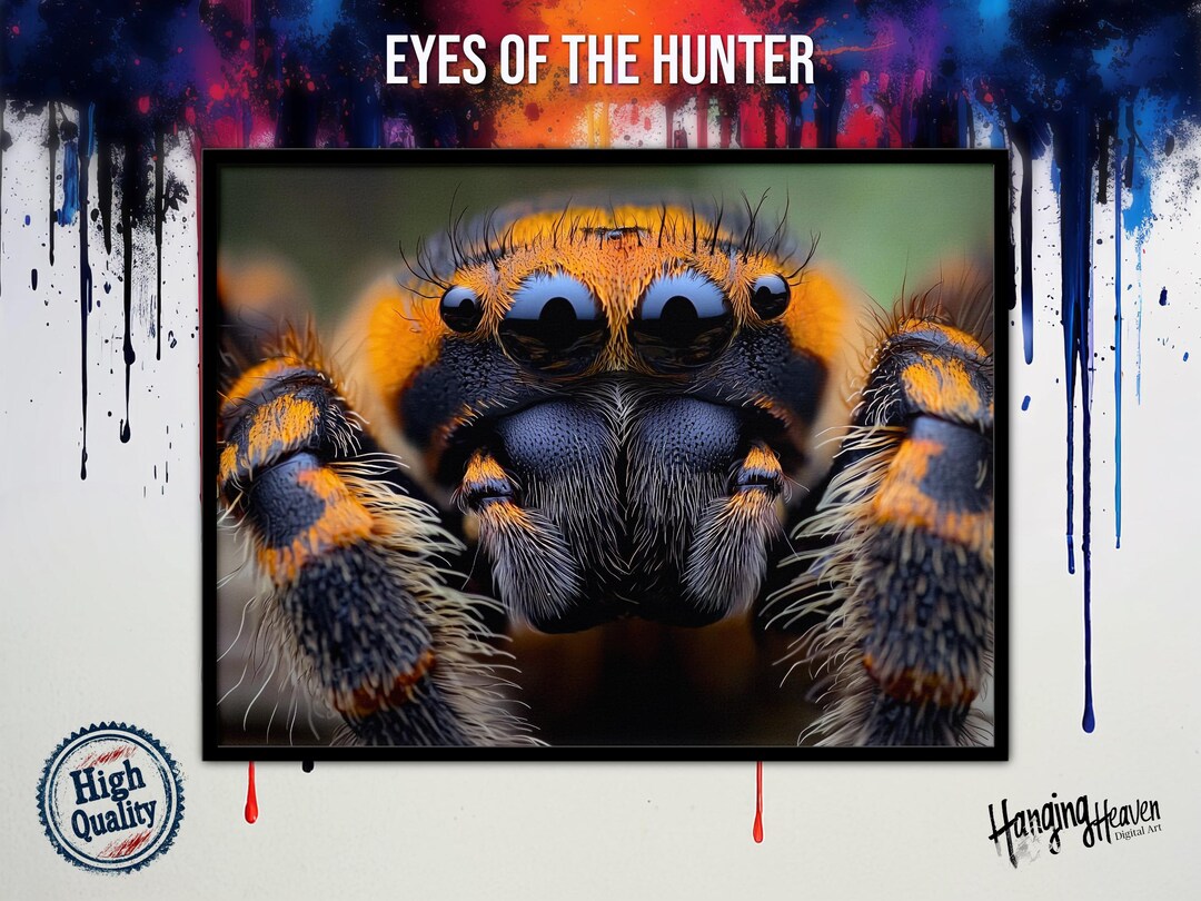 Printable eyes of the Hunter Poster, Macro Photography, Spider Close-up ...