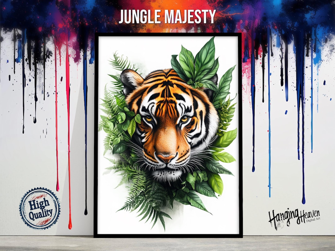 Printable Poster jungle Majesty, Tiger Art, Jungle Decor, Natures ...