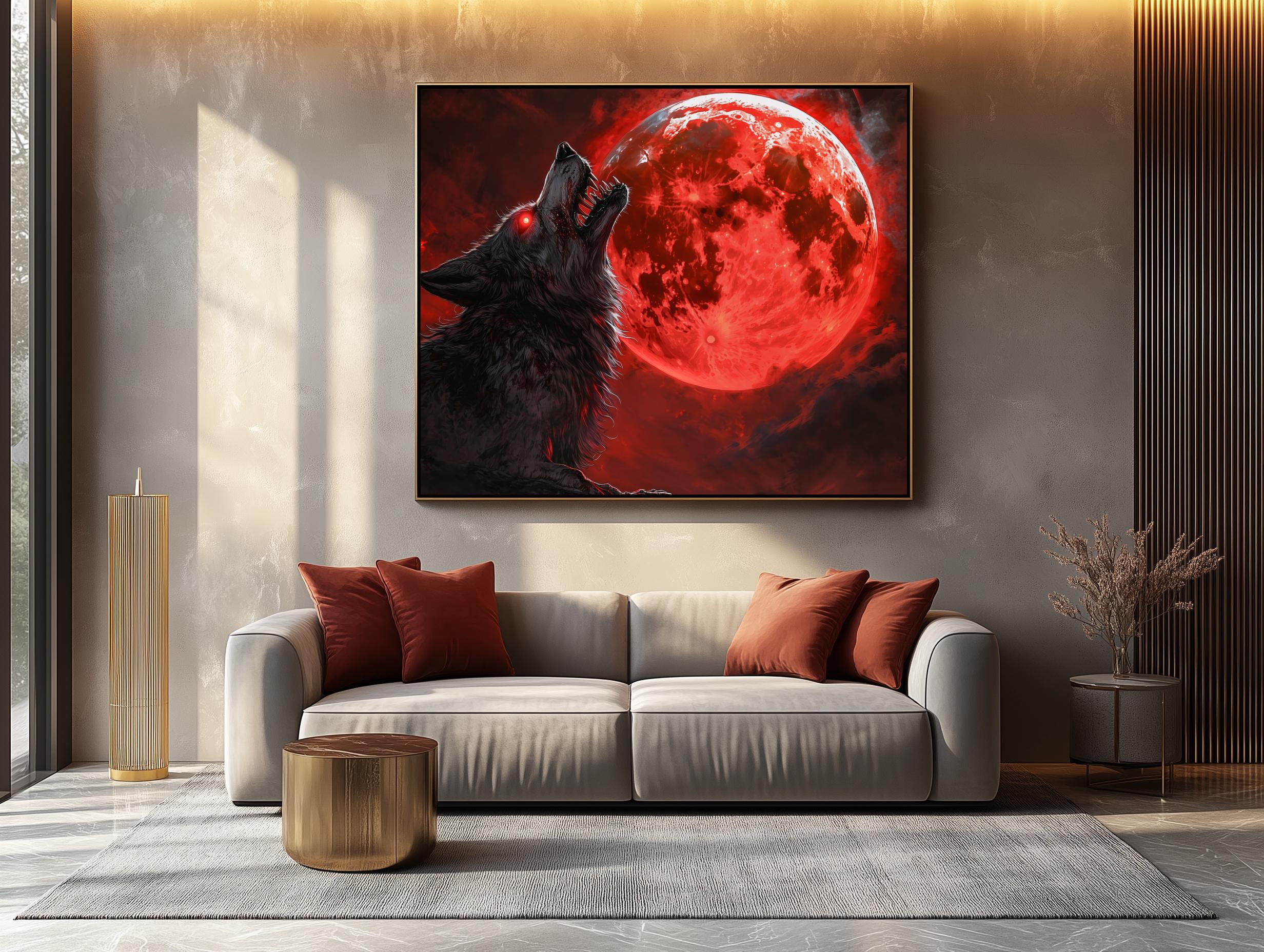 Printable blood Moon Howl Poster, Wolf Art, Blood Moon, Dark Fantasy ...