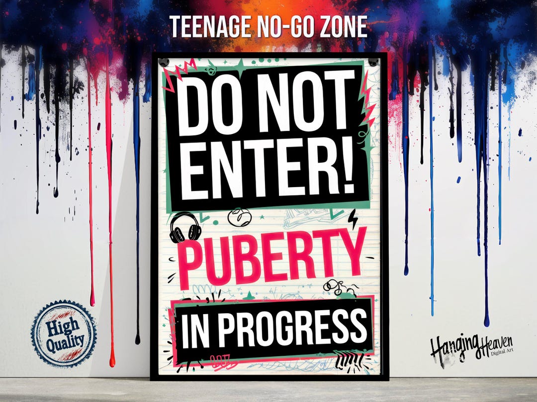 Printable Poster teenage No-go Zone, Teen Privacy Sign,funny Puberty ...