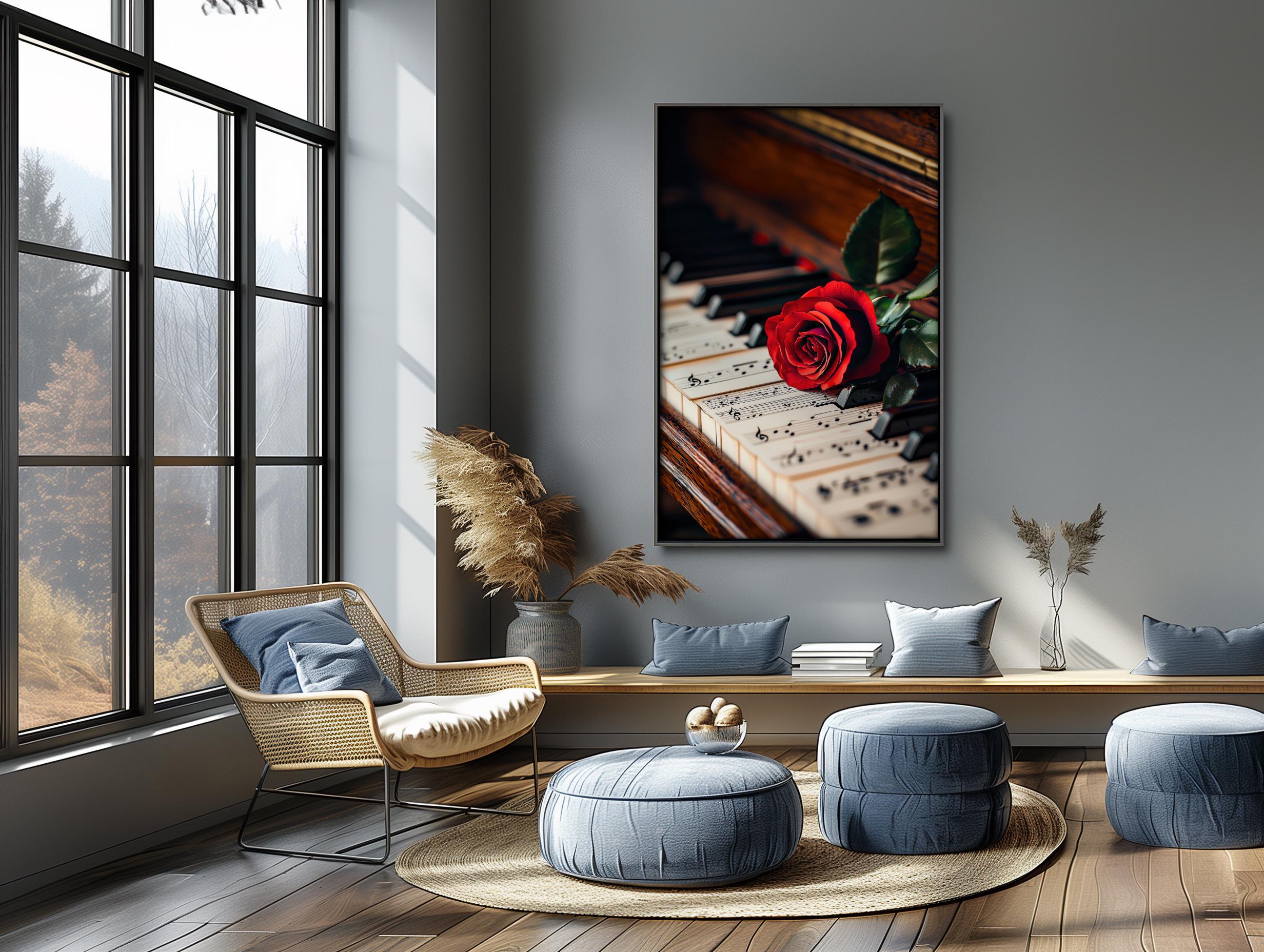 Printable Poster "romance in Notes", Piano Art,red Rose,musical Notes ...