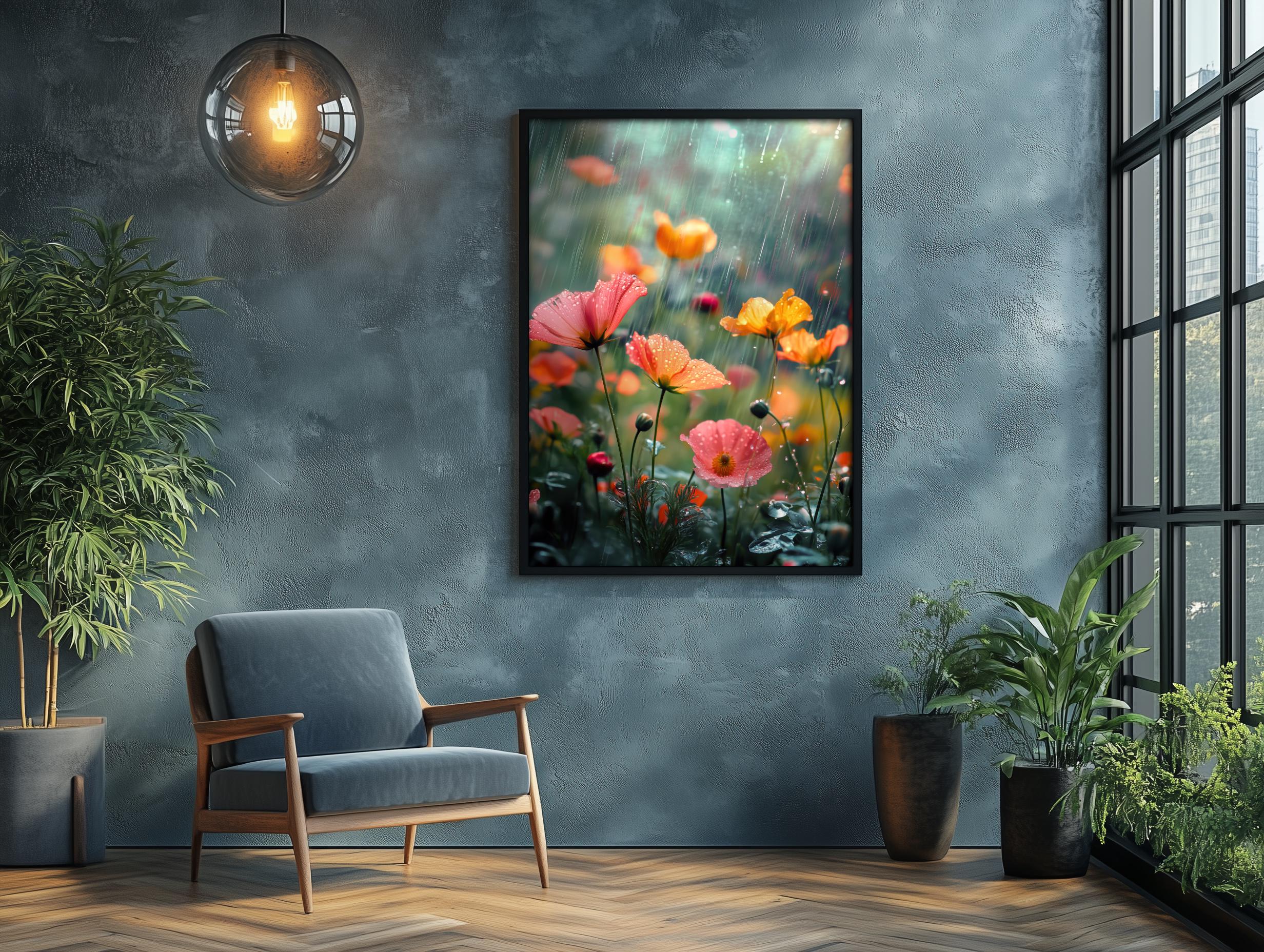 Printable "spring Showers" Poster, Spring Rain, Blooming Flowers ...