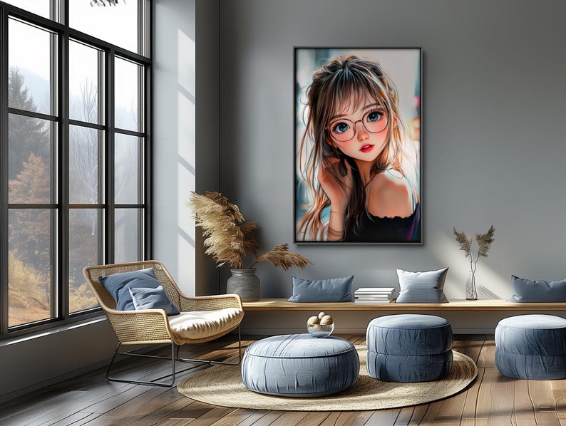 Printable Poster sweet Geek Chic, Anime Girl With Glasses,cute Geeky ...