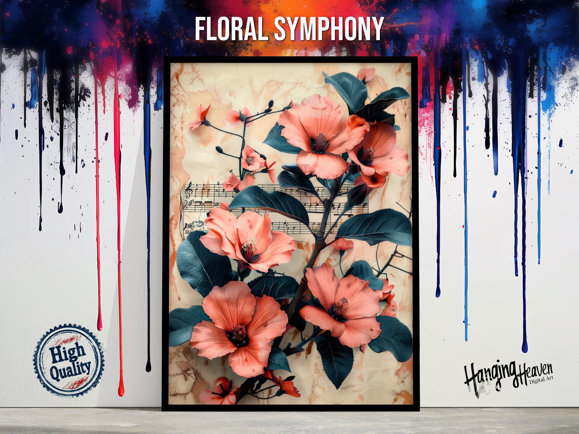 Printable Poster "floral Symphony", Musical Art,botanical Print,floral ...