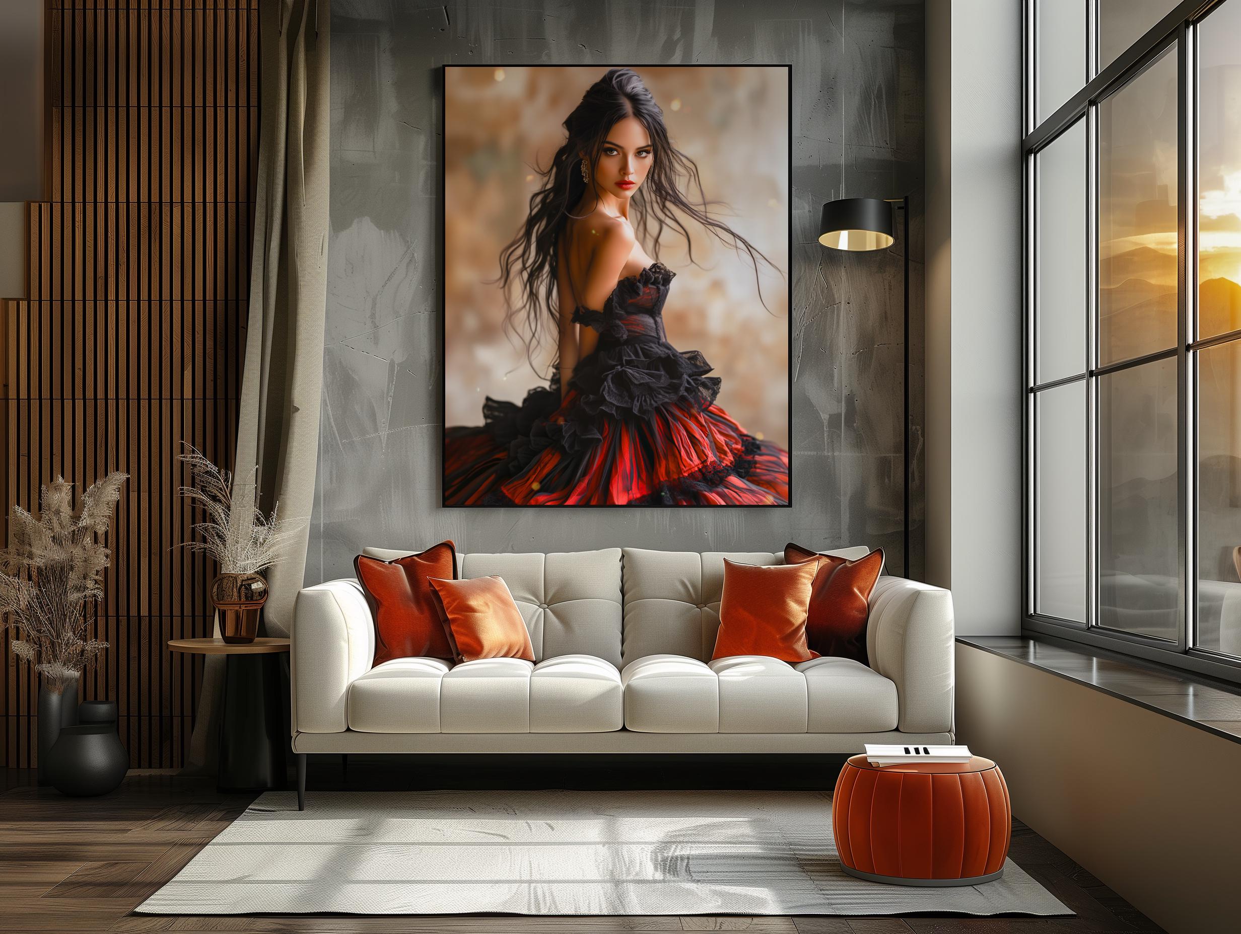 Printable "passion in Red" Poster, Elegant Woman, Romantic Art ...