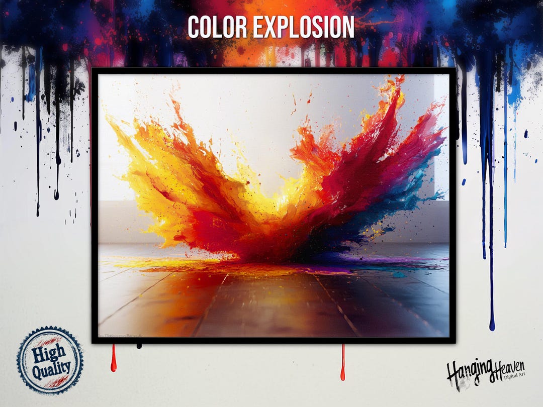 Printable color Explosion Poster, Abstract Art, Vibrant Colors, Modern ...