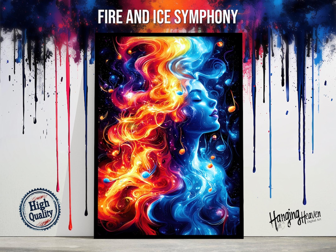 Printable Poster fire and Ice Symphony, Cosmic Art,fire and Ice ...