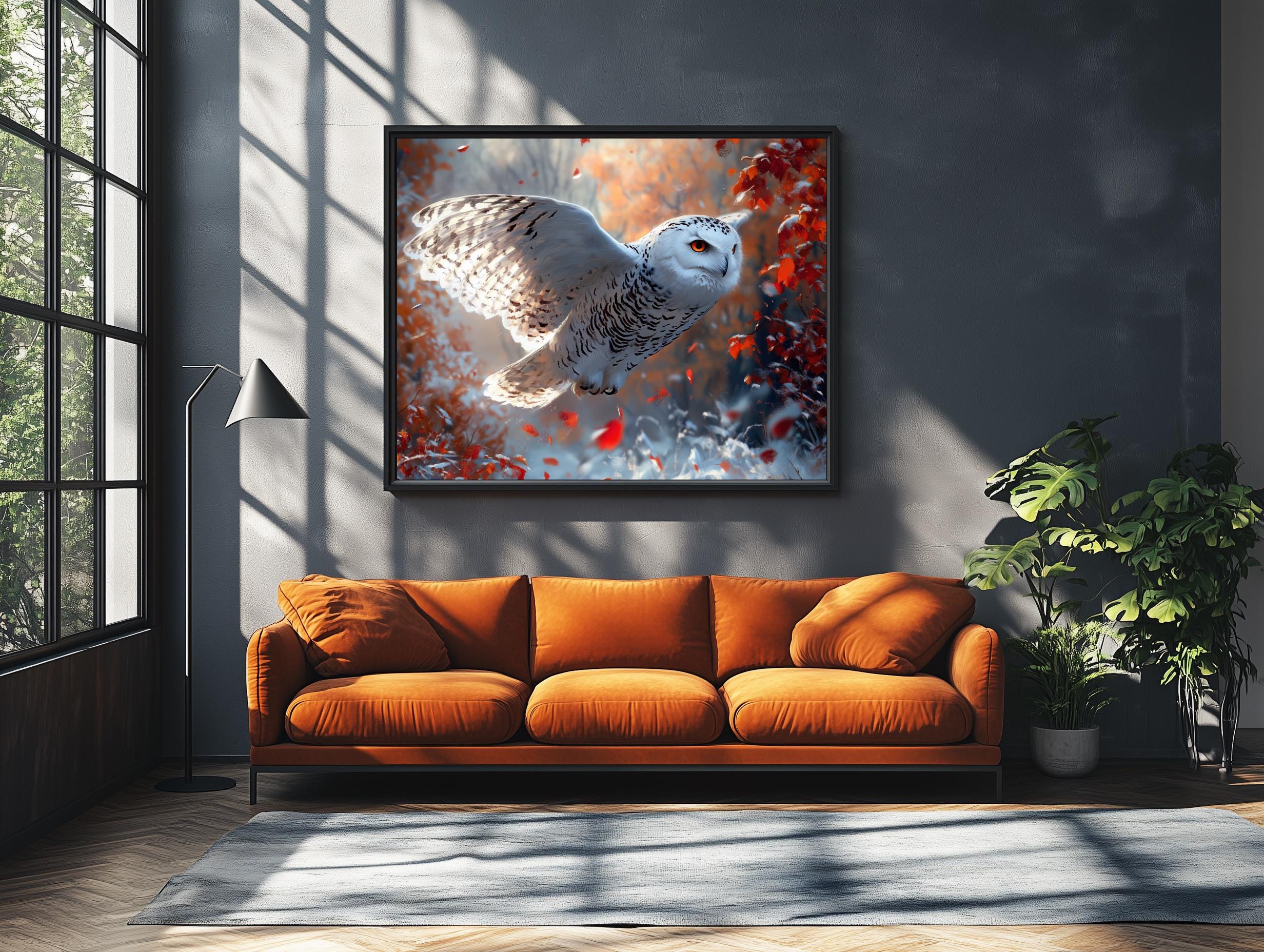 Printable "snowy Sentinel" Poster, Snowy Owl, Autumn Forest, Wildlife ...