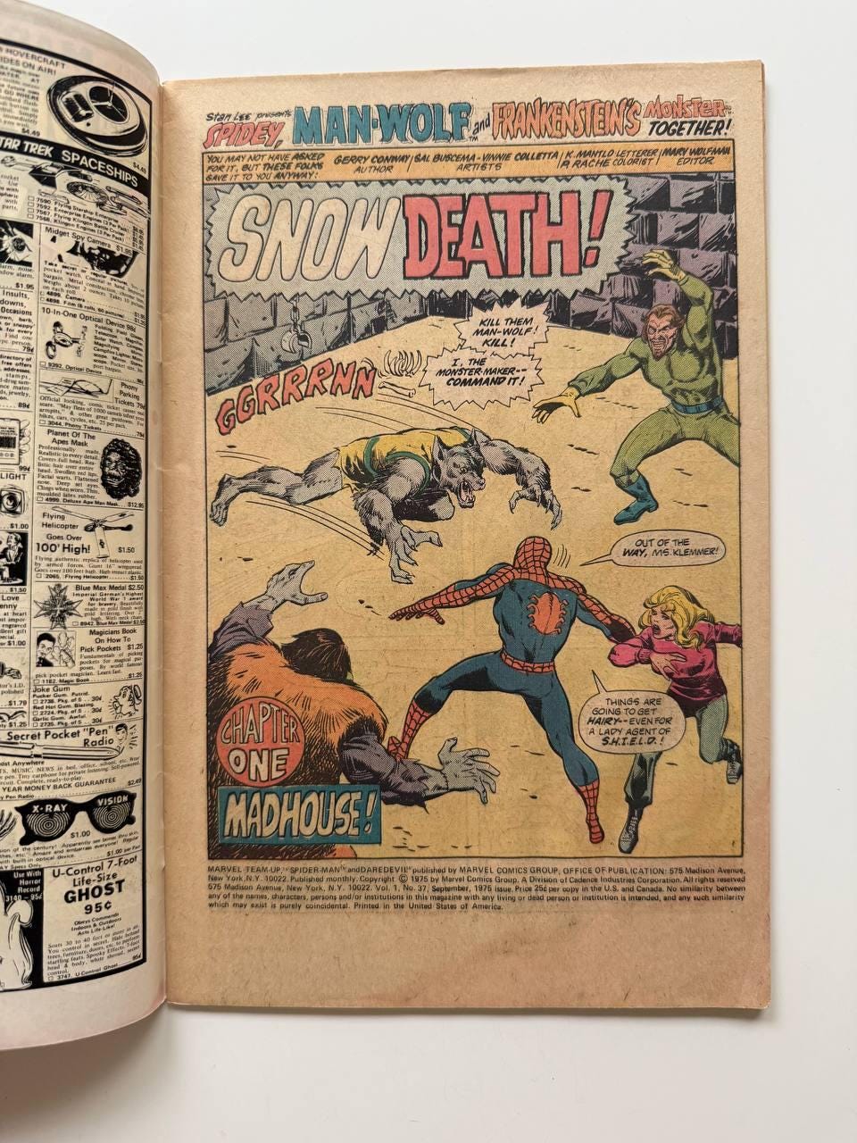 1975 Horror-sci-fi Crossover -- MARVEL Team up #37 | Spider-man ...