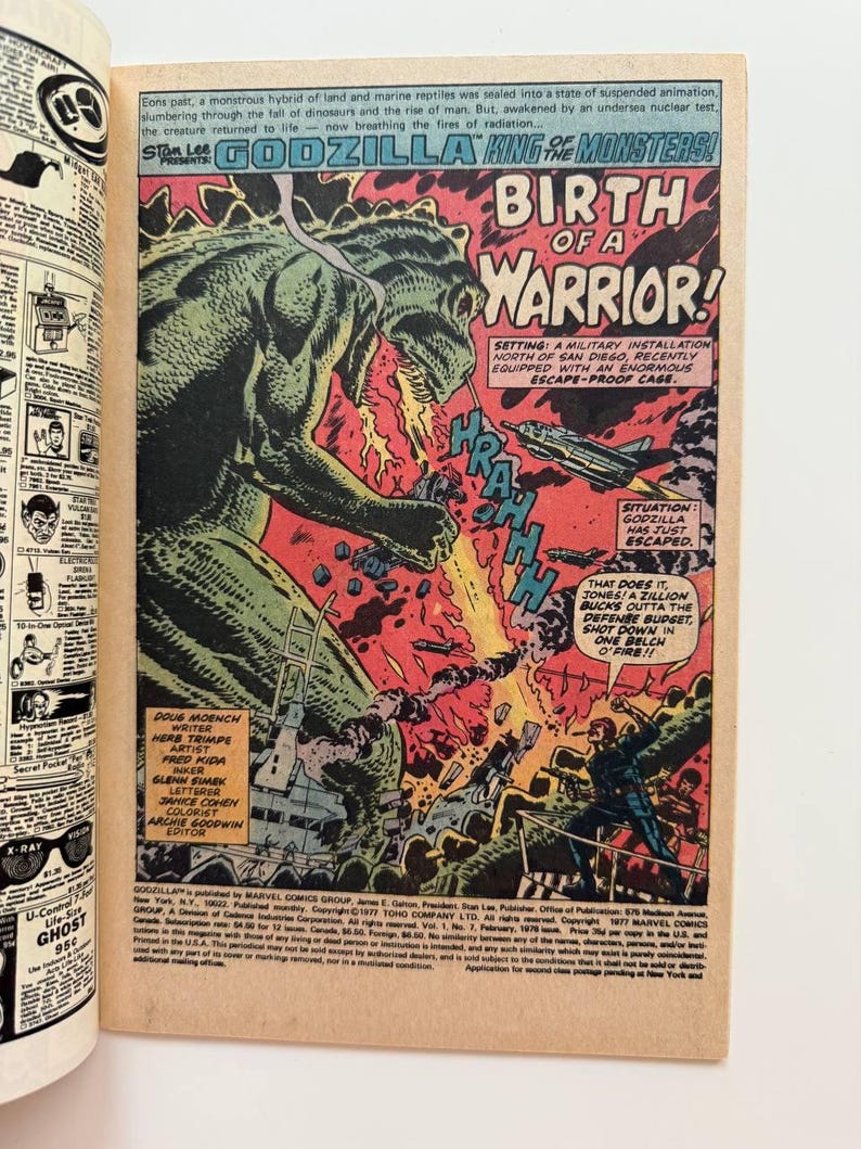 Godzilla #7 (1978) - 1st Red Ronin Appearance, Vintage Comic Book With ...