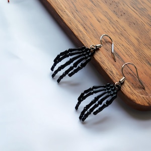 Skull Hand Halloween Earrings, Gothic Earrings, Spooky Skeleton Hand ...