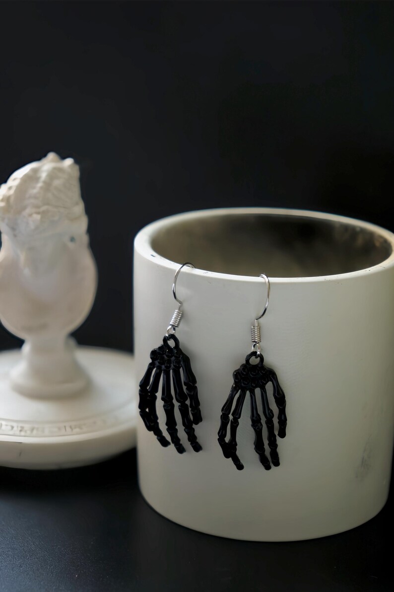 Skull Hand Halloween Earrings, Gothic Earrings, Spooky Skeleton Hand ...