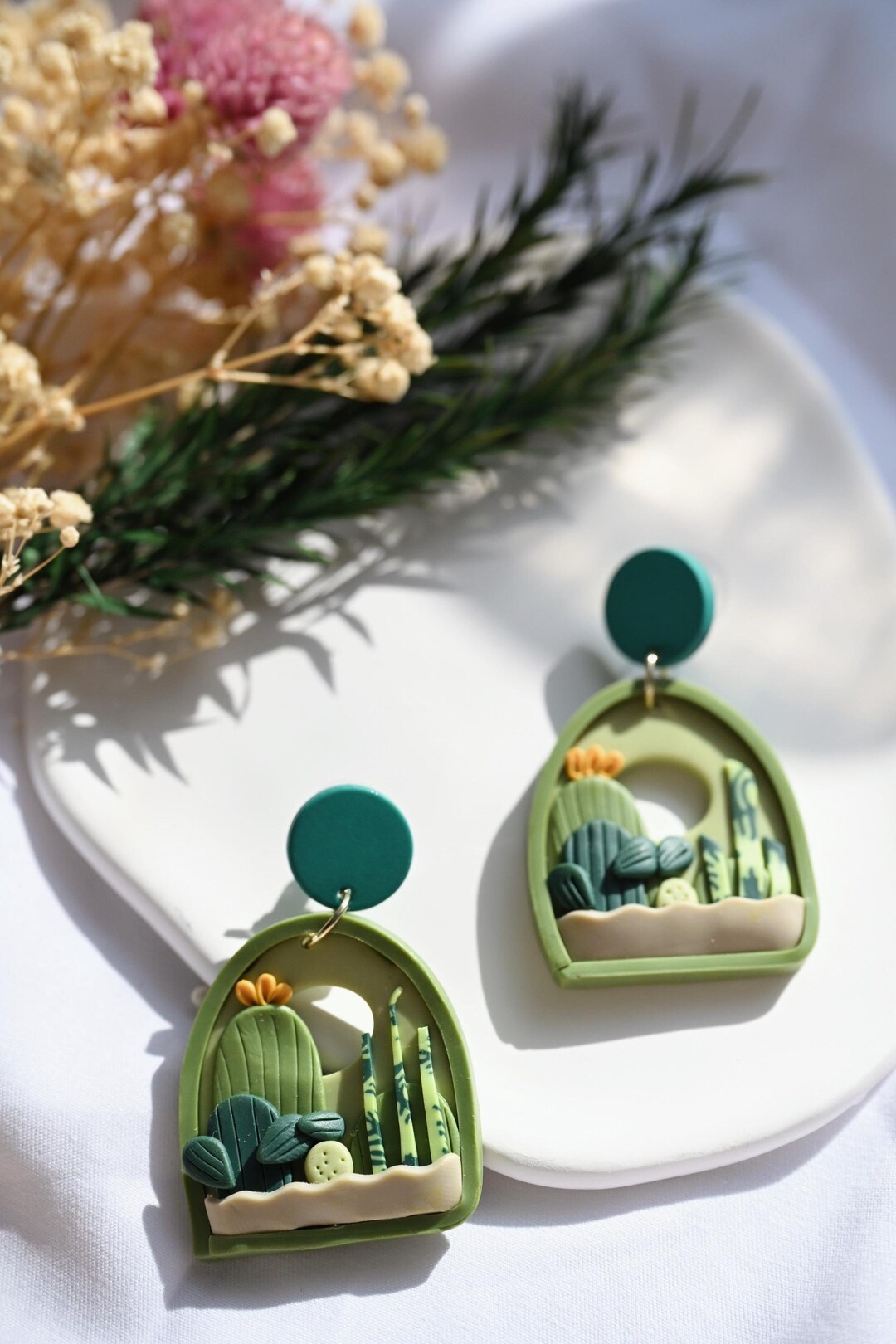 Handmade Polymer Clay Earring, Floral Spring Earrings, Lightweight ...