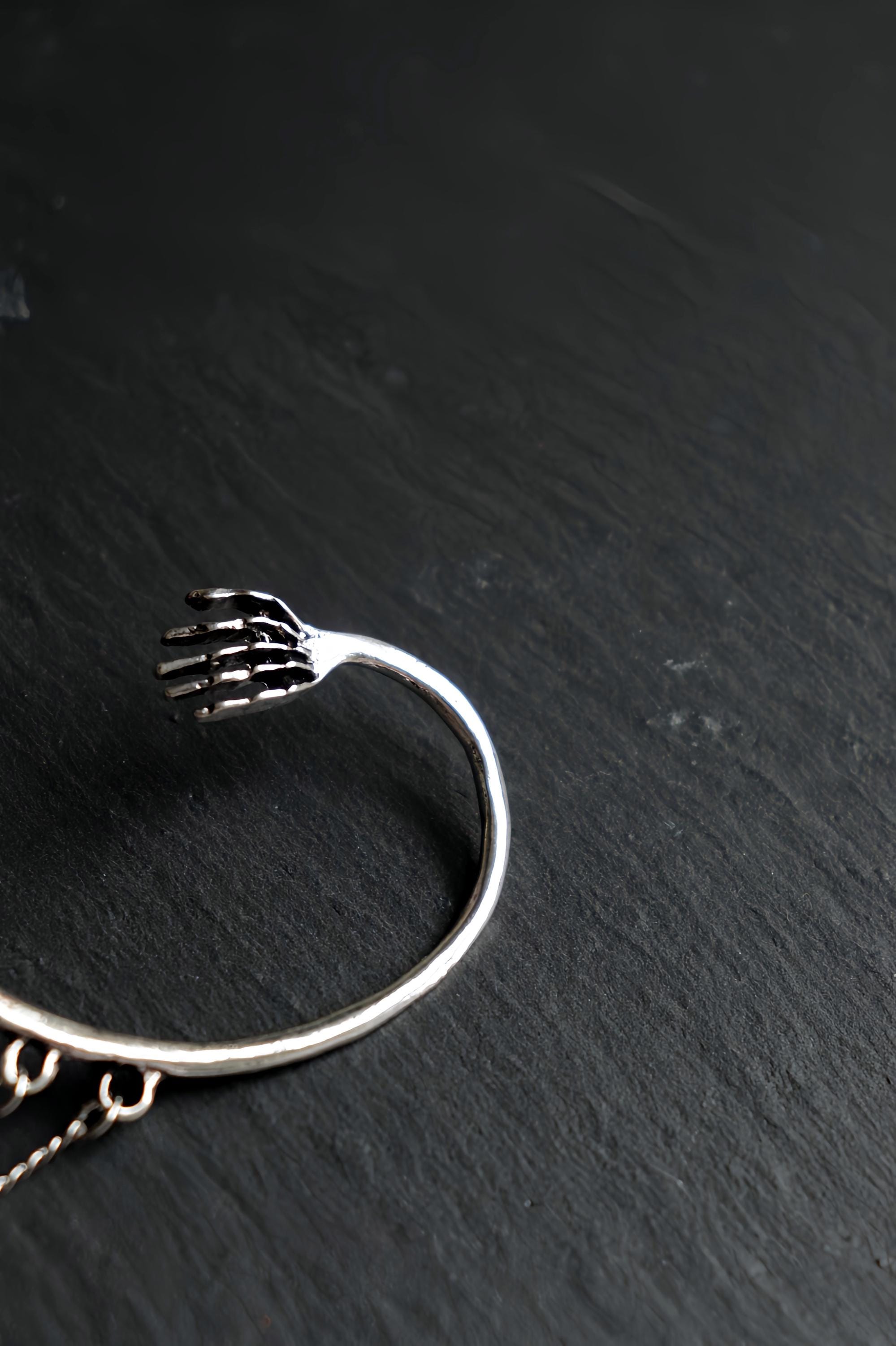 Gothic Earring Cuff, Skeleton Head and Hand Earring Cuff, Skeleton ...