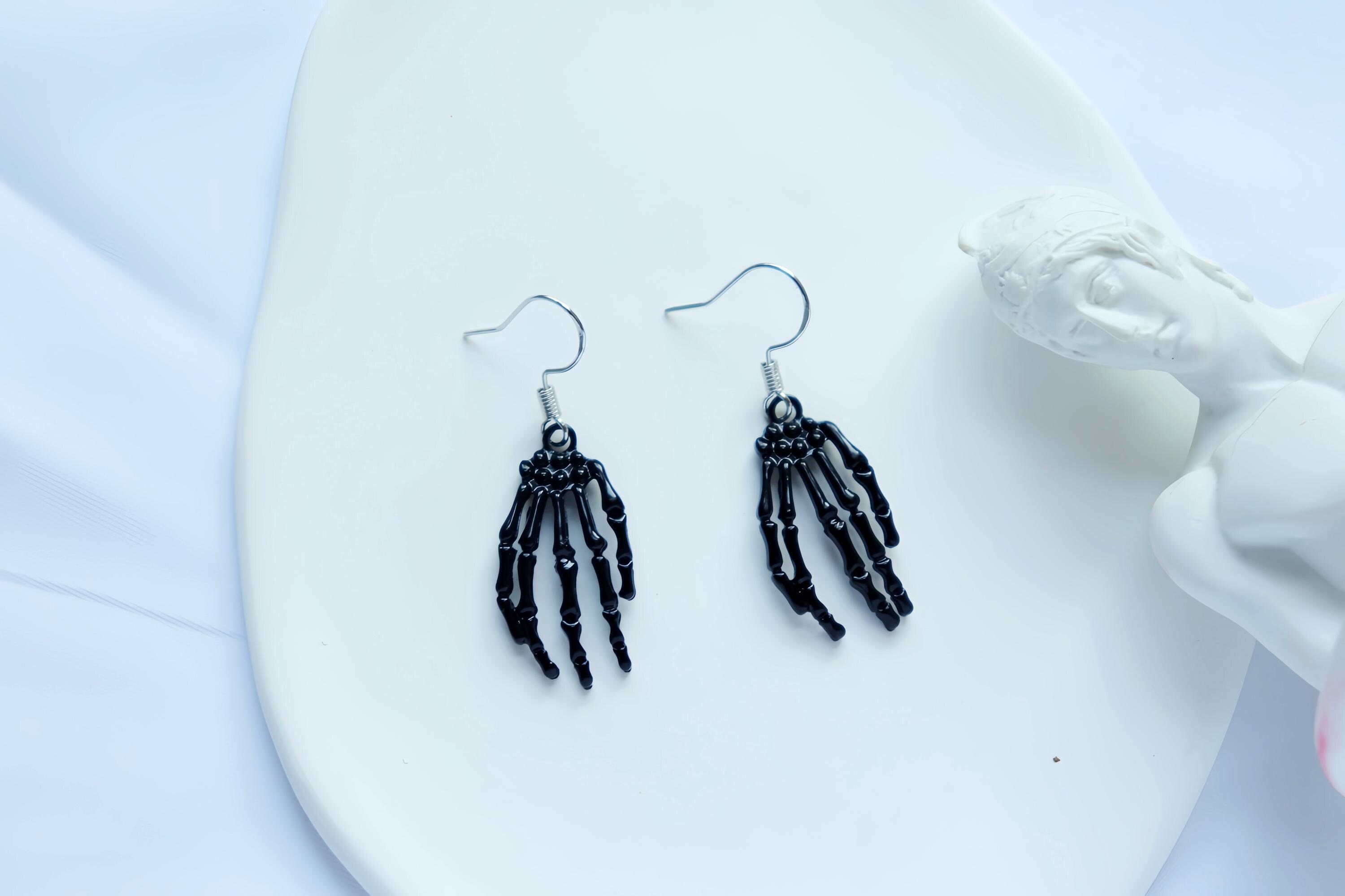 Skull Hand Halloween Earrings, Gothic Earrings, Spooky Skeleton Hand ...