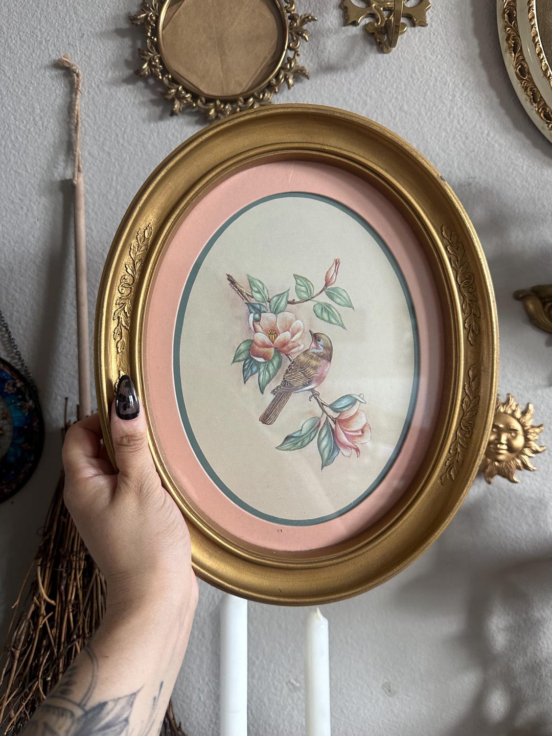 Vintage Homco Home Interiors Bird Regency Art Pictures Gold Tone Oval ...