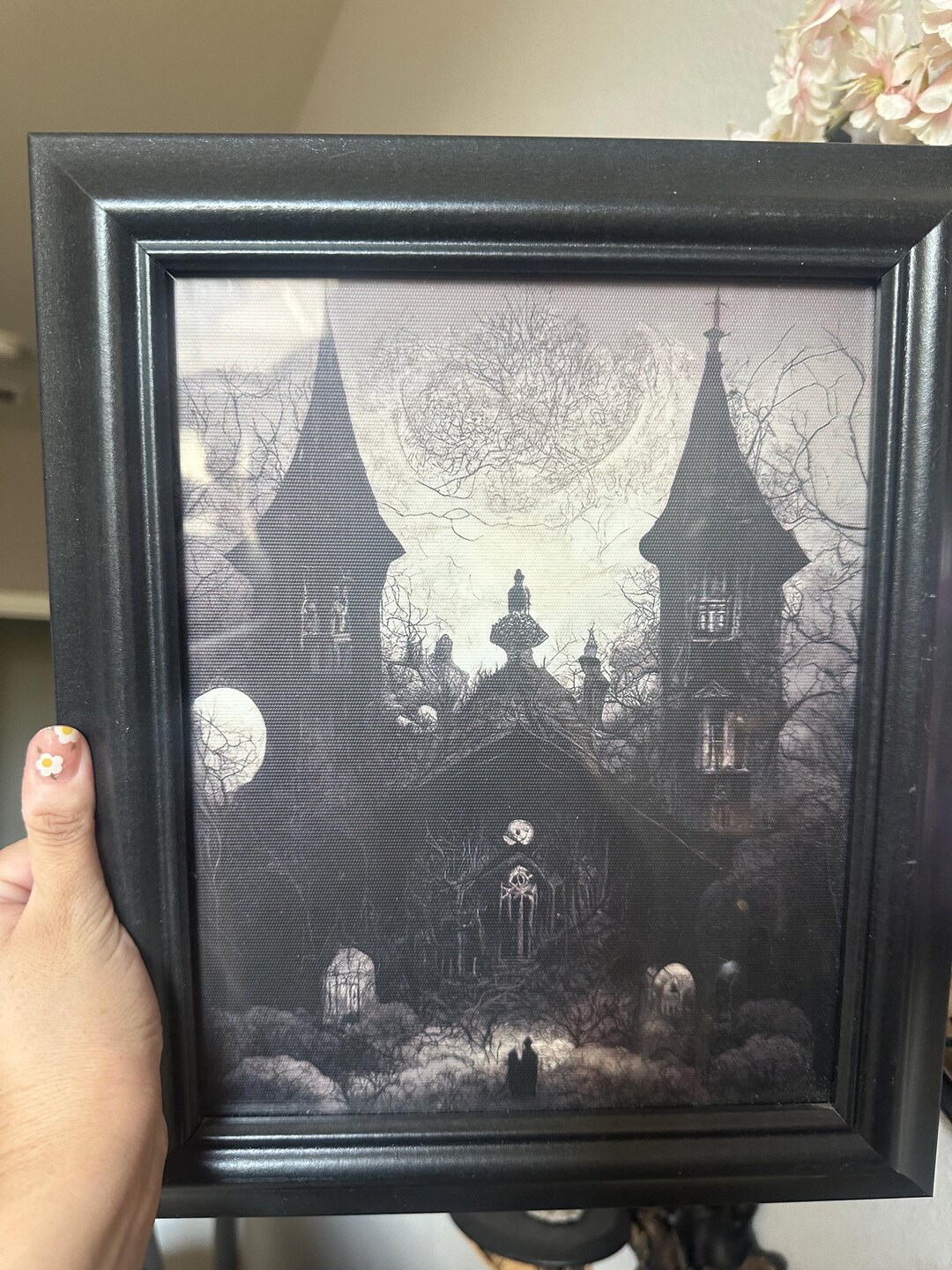 Gothic Manor Print on Canvas in Black Vintage Frame - Etsy