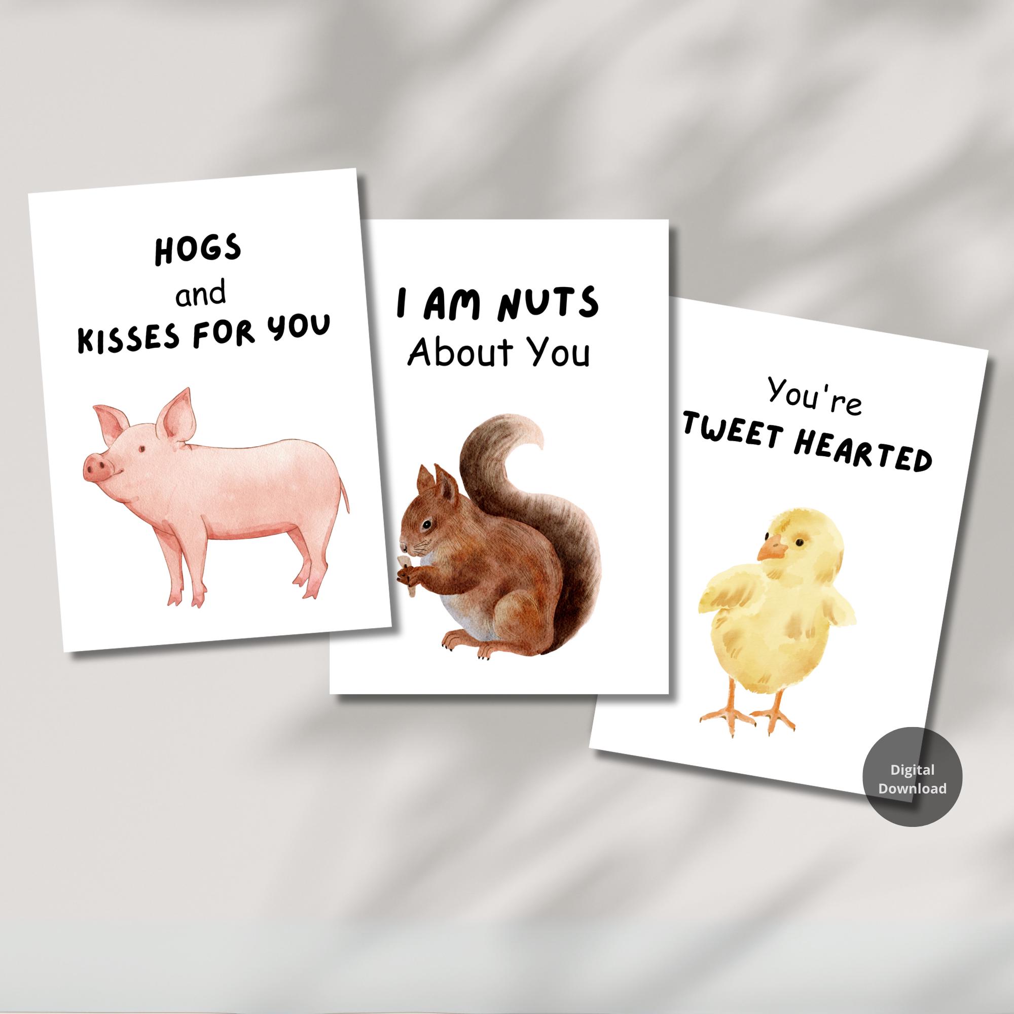Funny Animal Valentines Cards: Printable Kids Jokes (digital Download ...