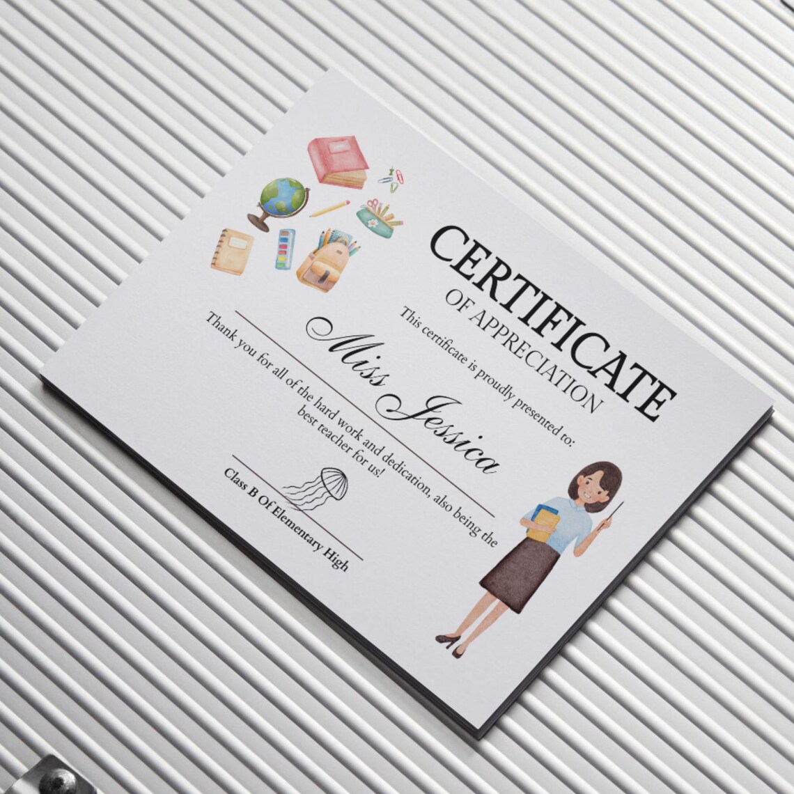 Teacher Appreciation Certificate Template: Editable DIY Gift (digital ...