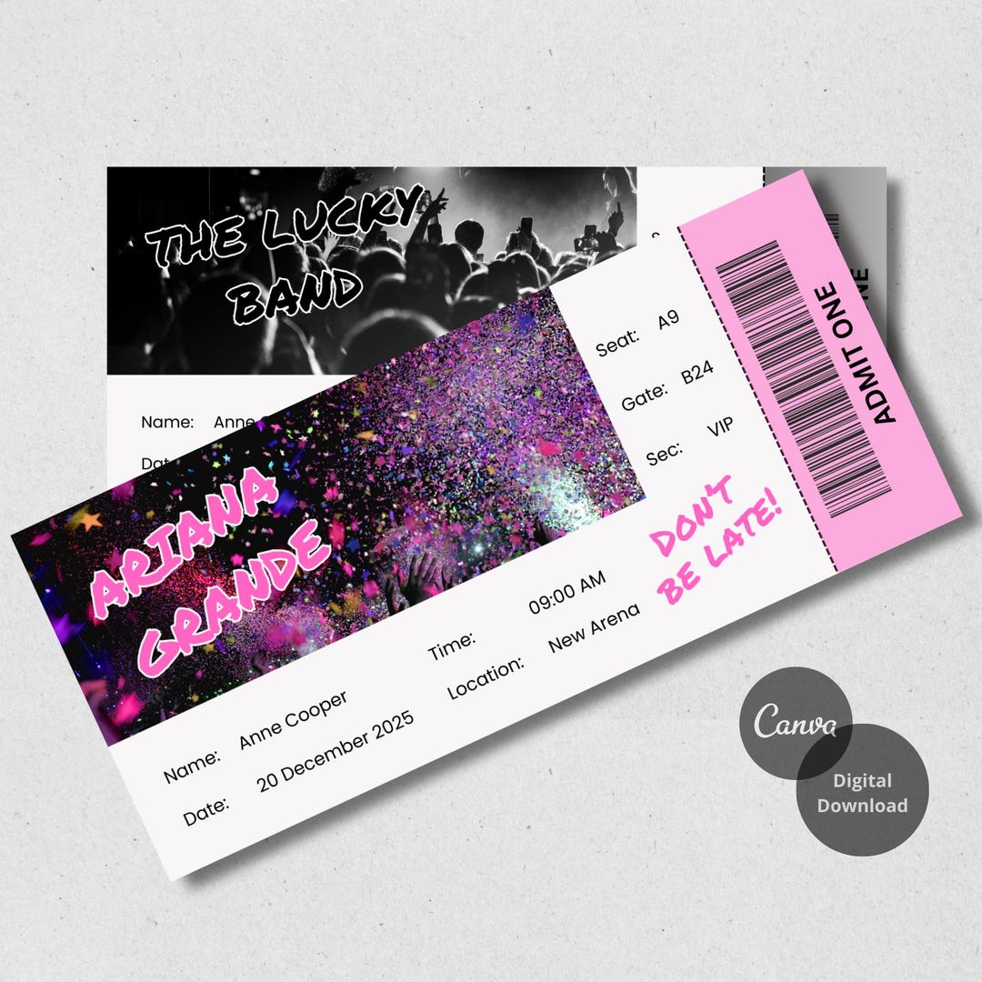 Concert Ticket Personalized Gift Anniversary Event Tickets Musical ...