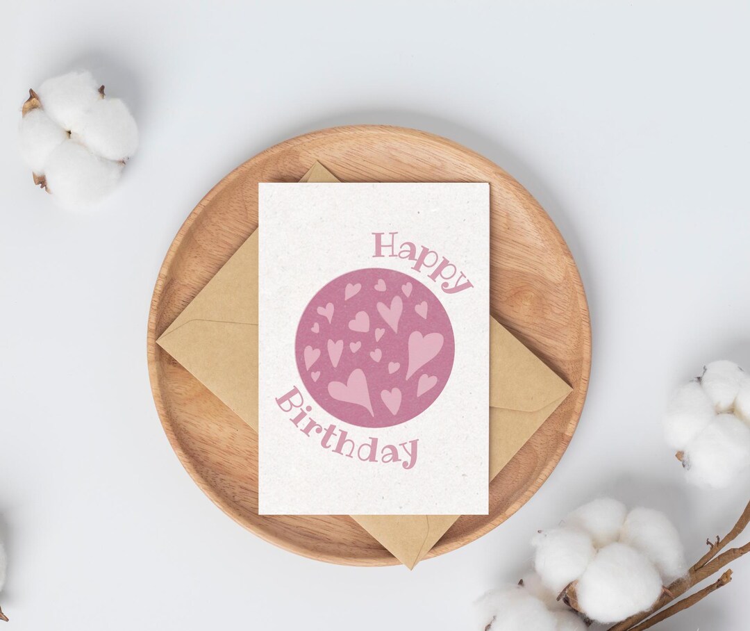 Happy Birthday Card Pink Love Birthday Wishes Pink Cute Birthday Card ...