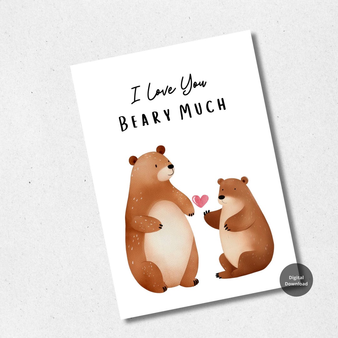 Mothers Day Card Template Cute Bear Hug Mothers Day Wish Greeting Card ...