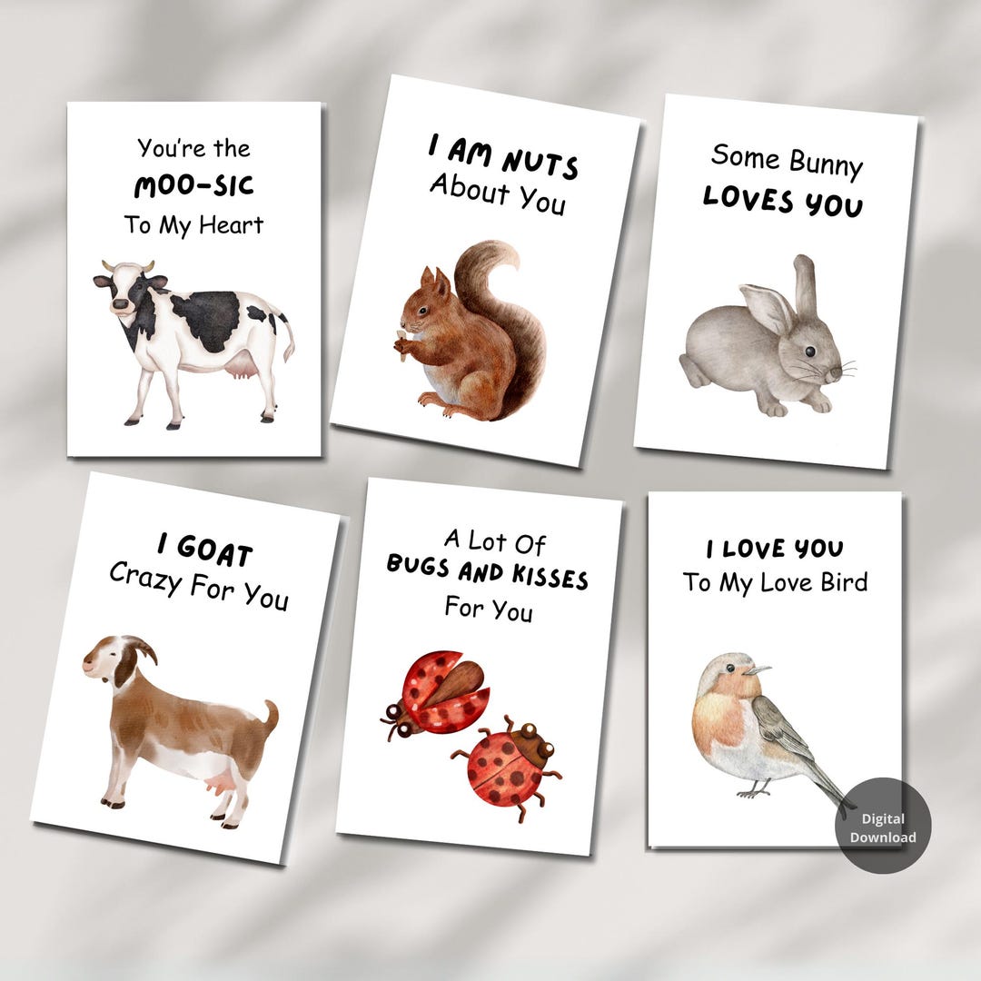Funny Animal Valentines Cards: Printable Kids Jokes (digital Download ...