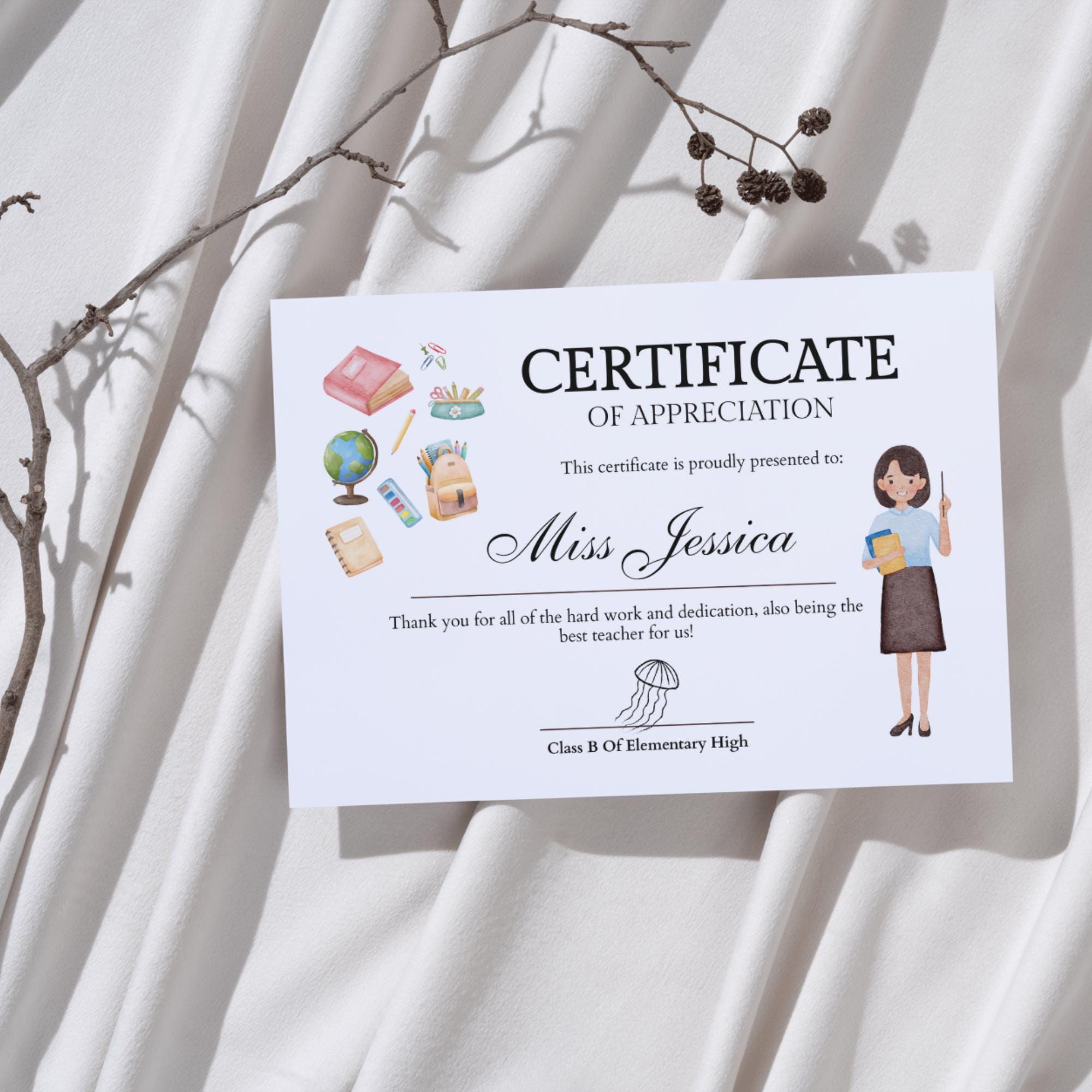 Teacher Appreciation Certificate Template: Editable DIY Gift (digital ...