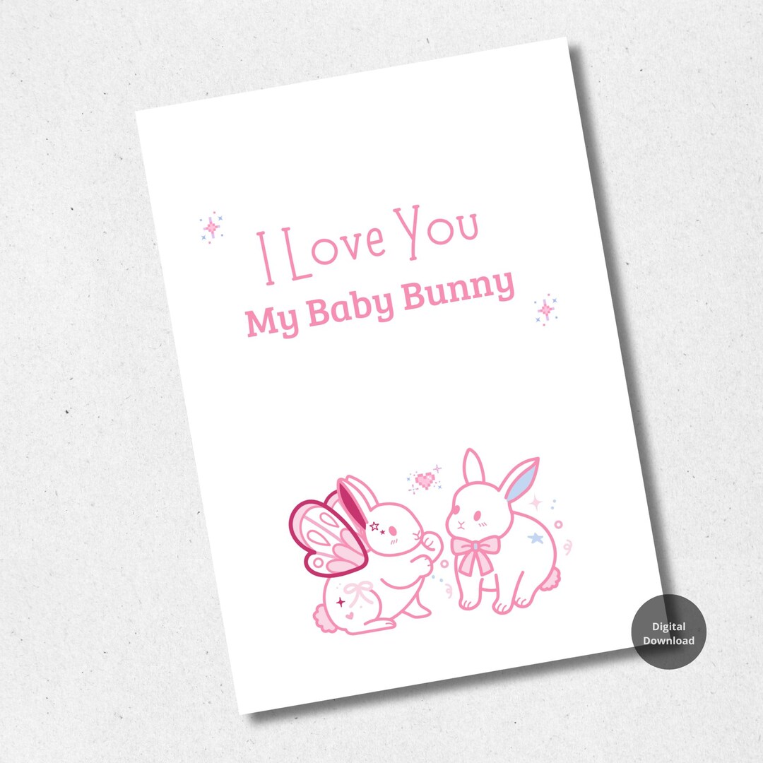 Valentine Day Card Template Bunny Cute Valentines Day Printable Card ...