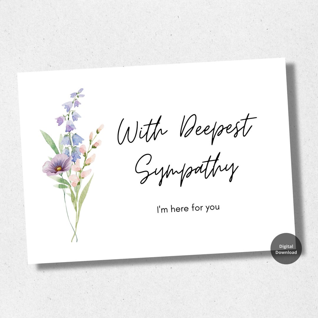 Sympathy Message Card Thinking of You Card With Deepest Sympathy ...