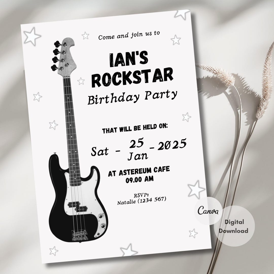 Rockstar Birthday Invitation Template: Editable Party Invite (digital ...