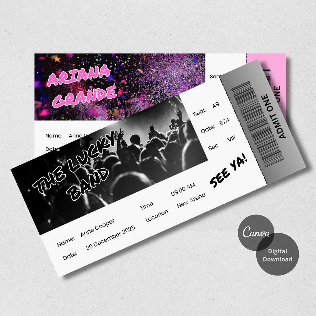 Concert Ticket Personalized Gift Anniversary Event Tickets Musical ...