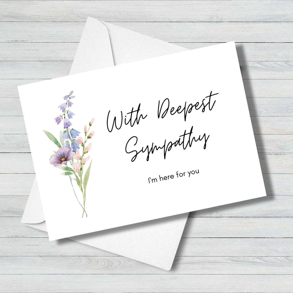 Floral Sympathy Card: Printable Condolence Message (PDF) - Etsy