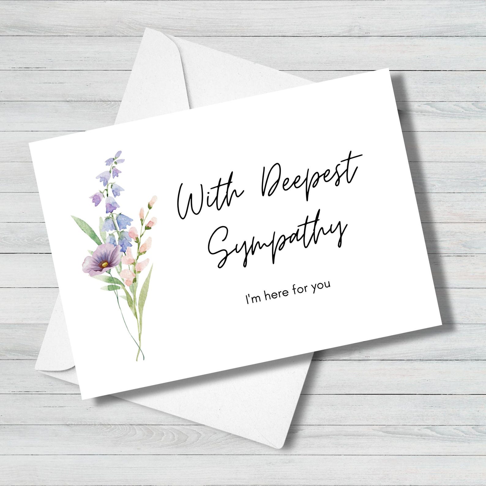 Floral Sympathy Card: Printable Condolence Message (PDF) - Etsy