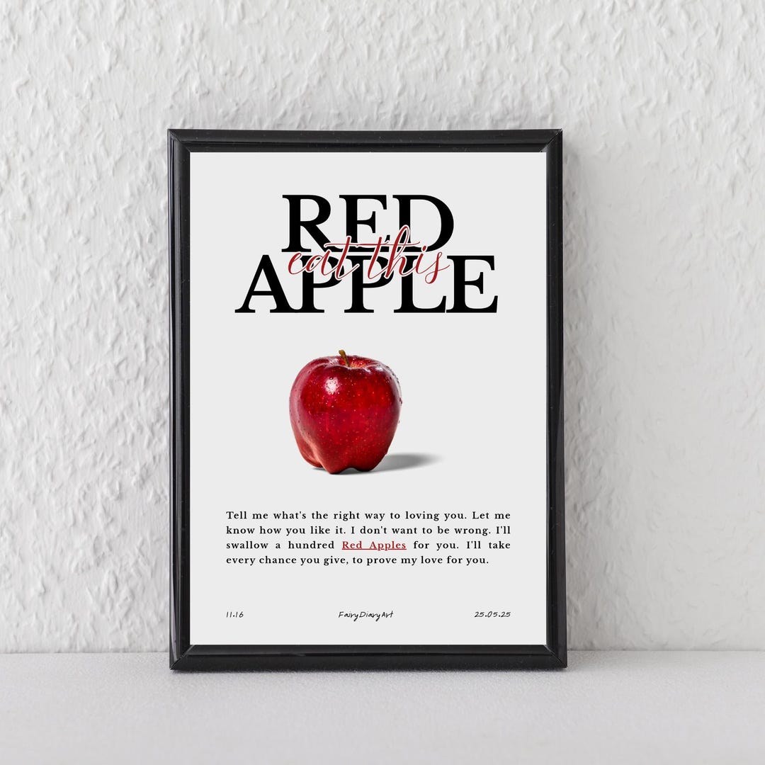 Red Apple Typography Art Print: Retro Positive Affirmation Decor ...