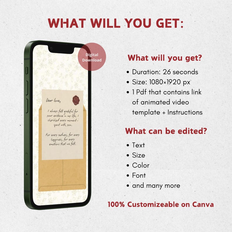 Animated Love Letter Video Template, Personalized Canva Greetings ...