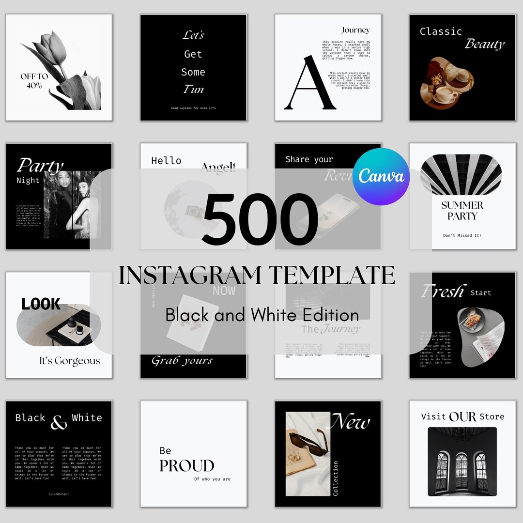 Black and White Instagram Template Minimalist Instagram Layout ...