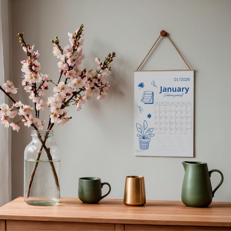 Calendar 2026 Printable Doodle Illustration Art Colorful Monthly Daily ...