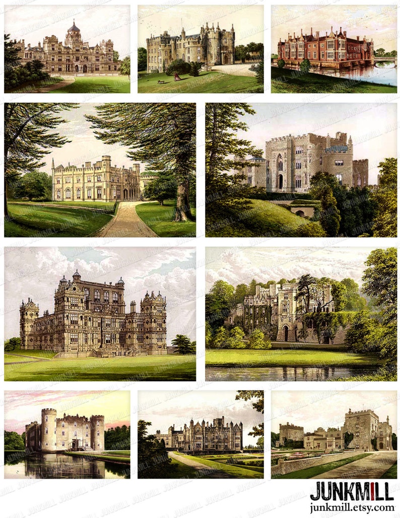 CASTLES Digital Printable Collage Sheet Medieval - Etsy