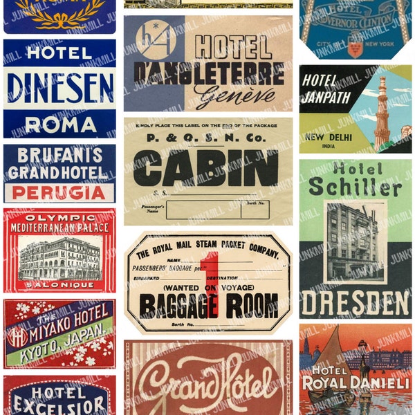 Vintage Luggage Labels - Etsy