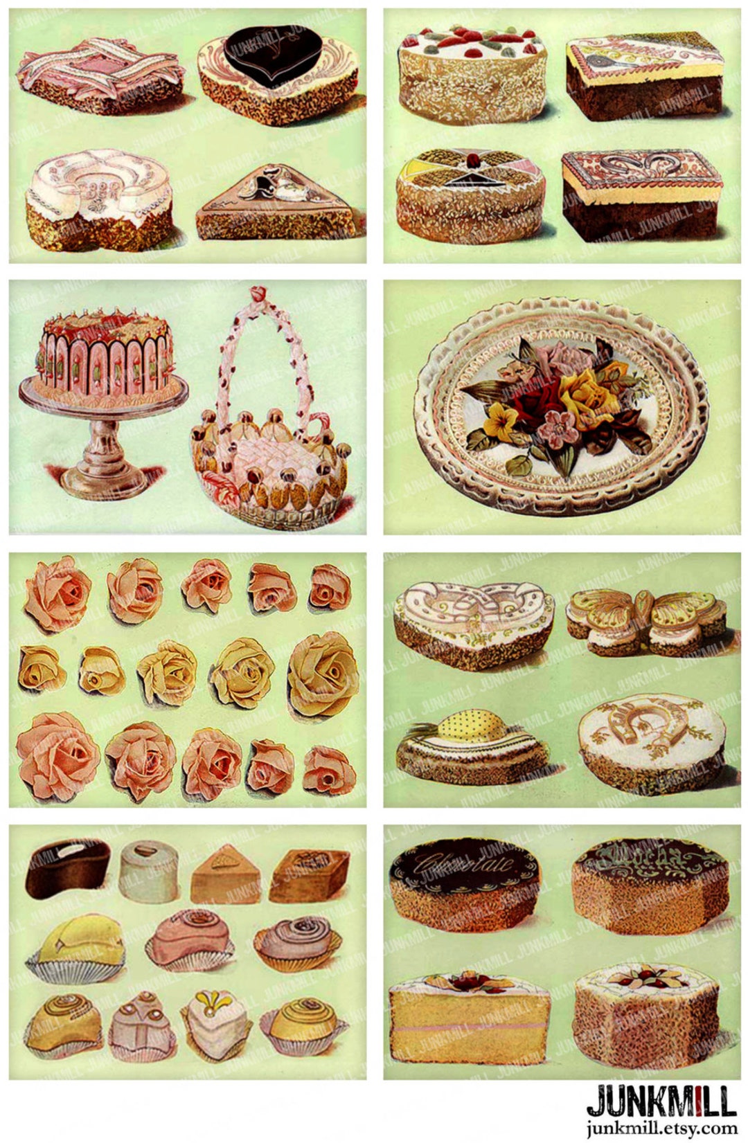 GATEAUX Digital Printable Collage Sheet French Pastries - Etsy