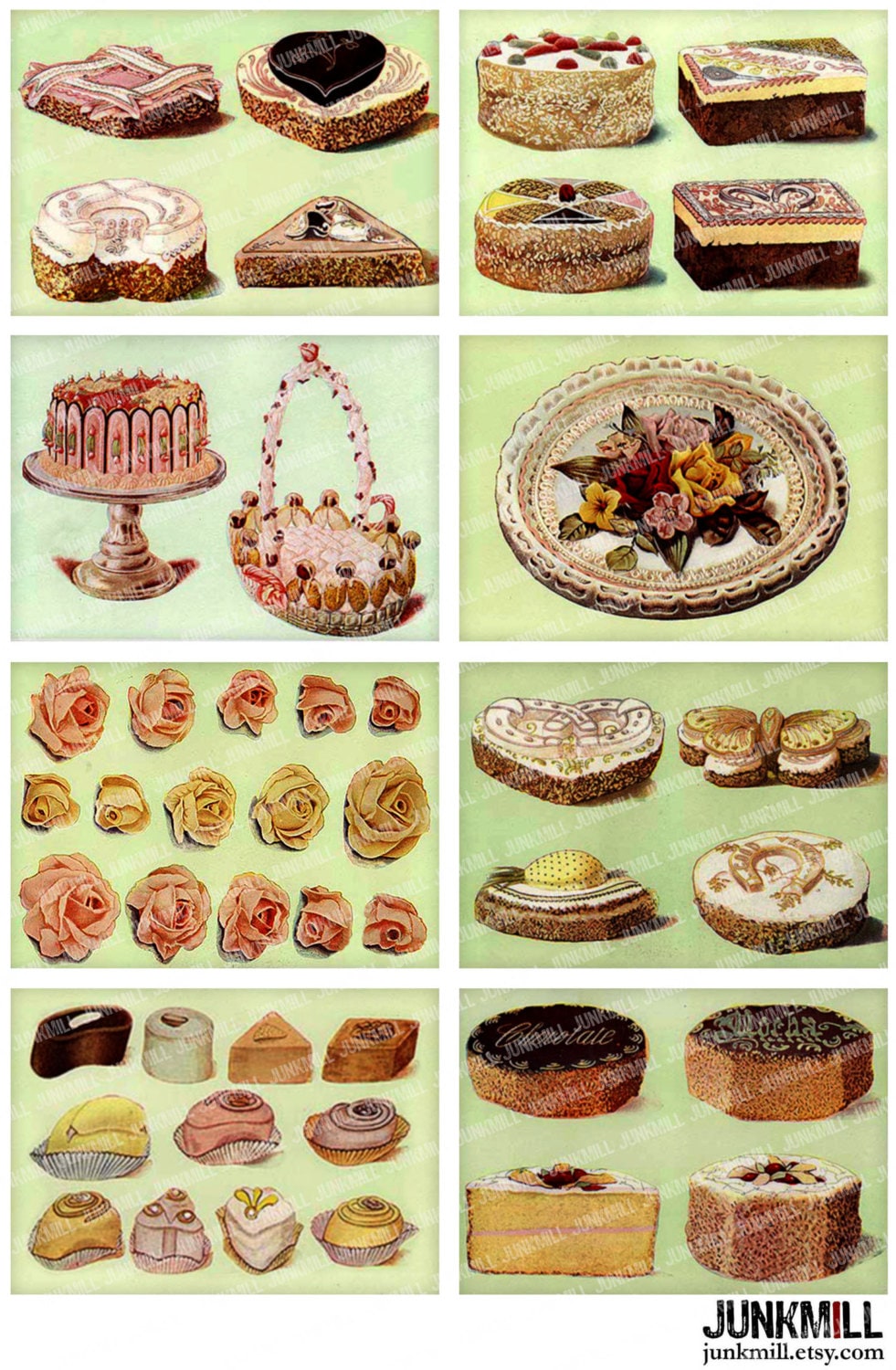 GATEAUX - Digital Printable Collage Sheet - French Pastries, Petits ...