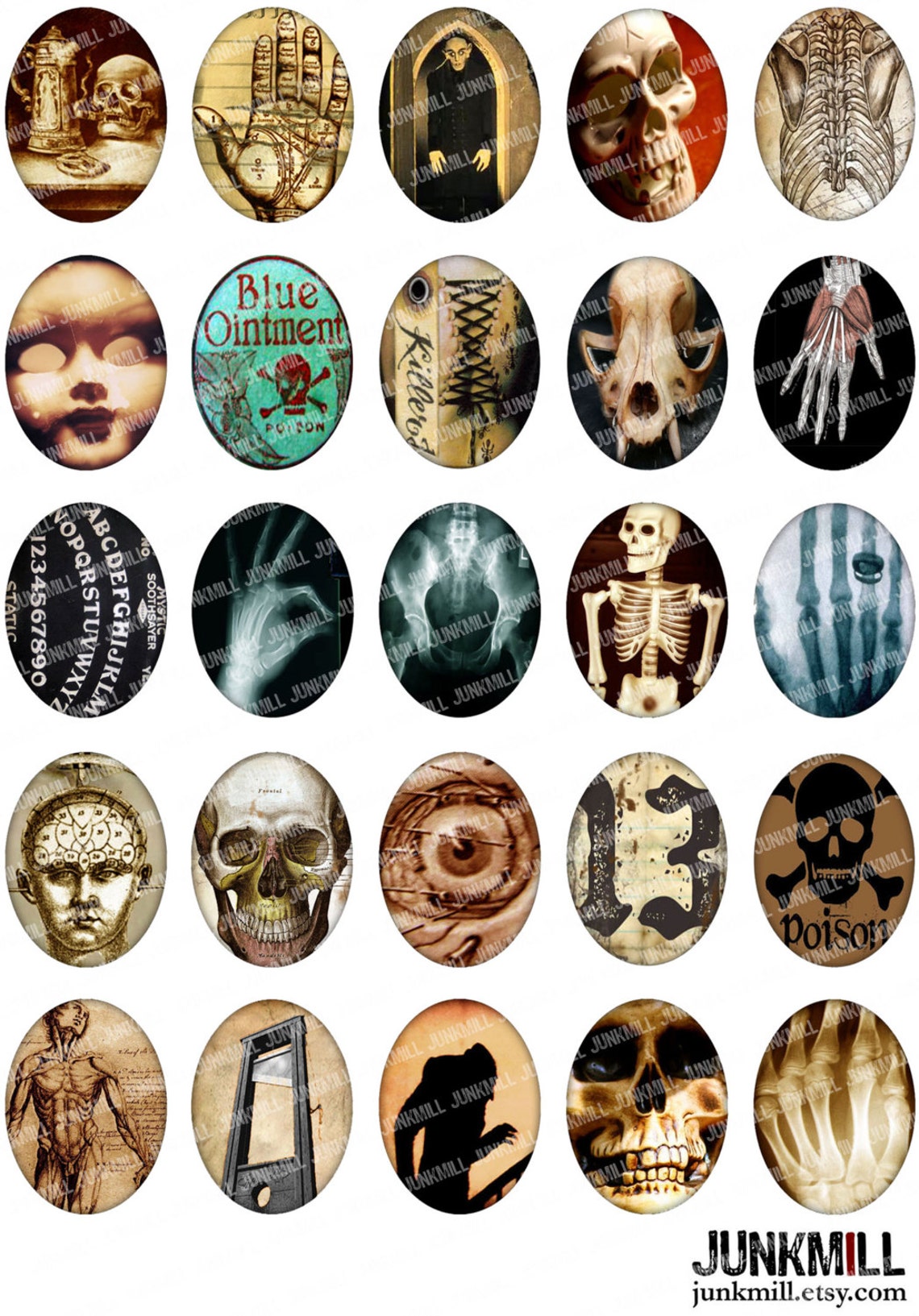 MACABRE OVALS Digital Printable Collage Sheet Vintage | Etsy
