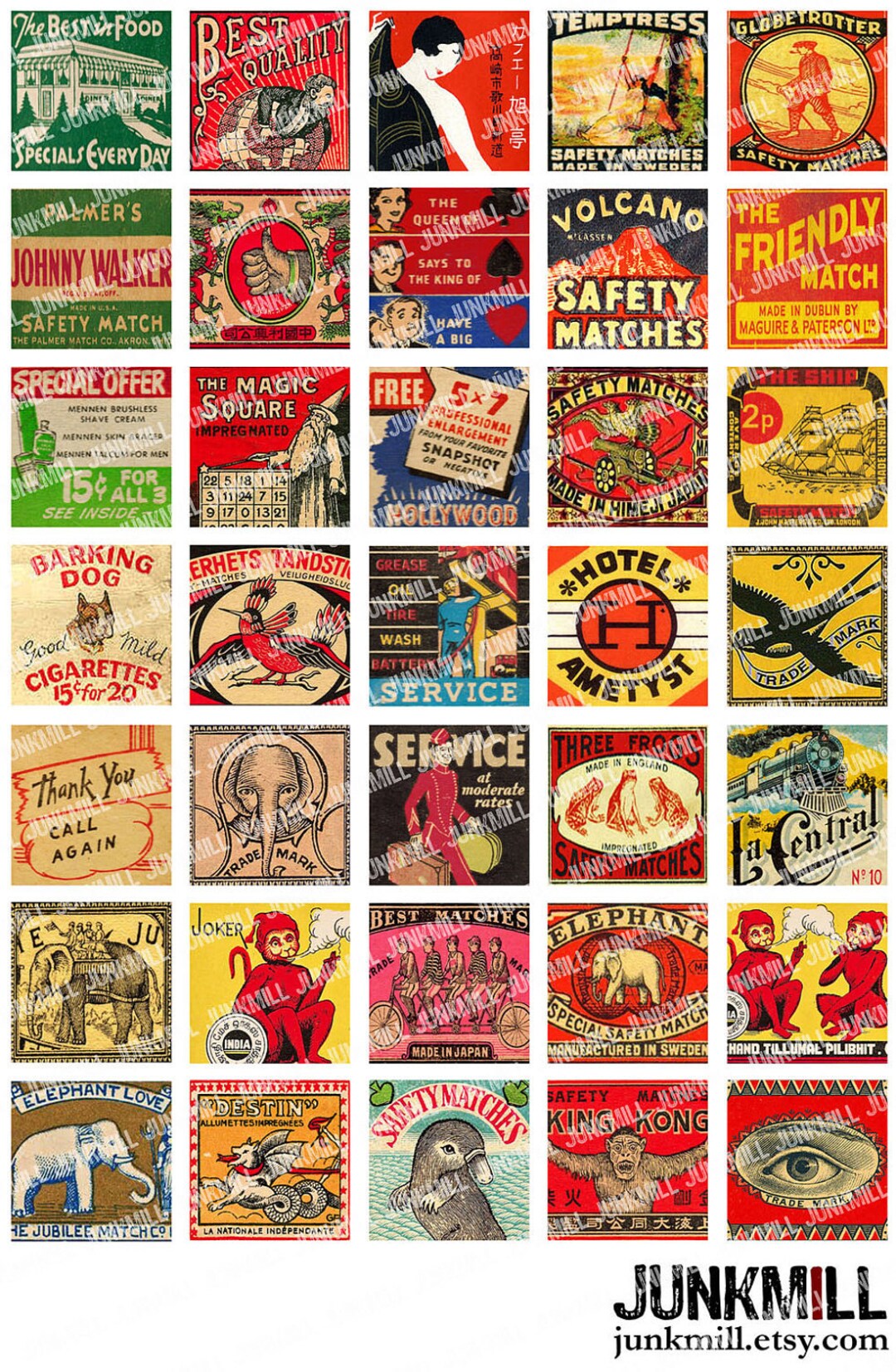 MATCHBOX MEDLEY - Digital Printable Collage Sheet - Vintage 1920s ...