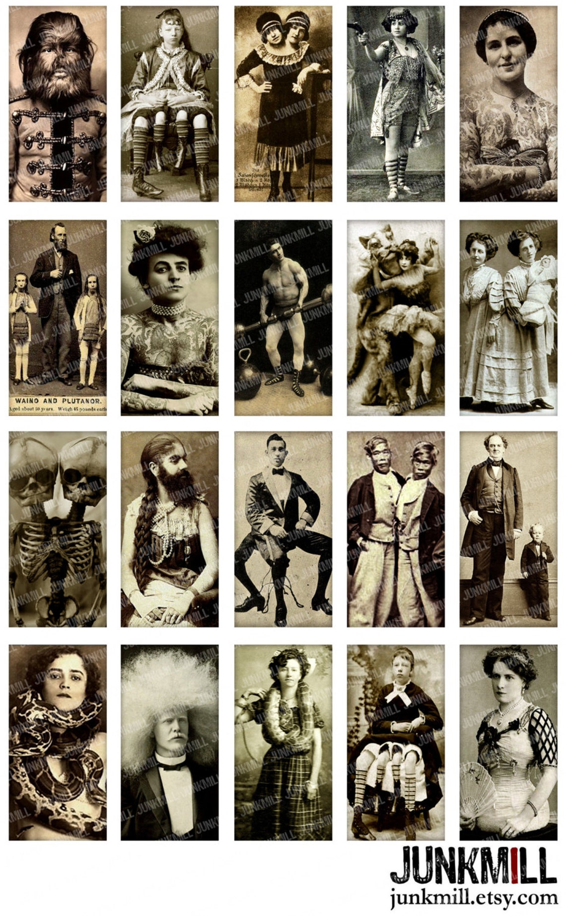HUMAN ODDITIES - Digital Printable Collage Sheet - 1" X 2" Domino Tiles ...