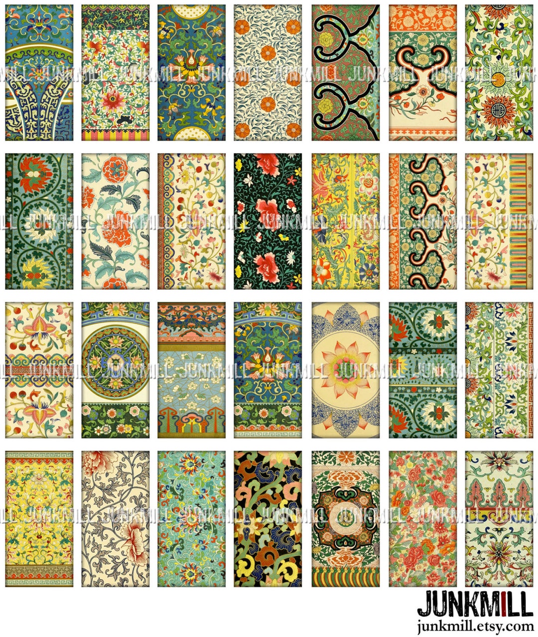 ASIAN PRINTS - Digital Printable Collage Sheet - Chinese Ornamental ...